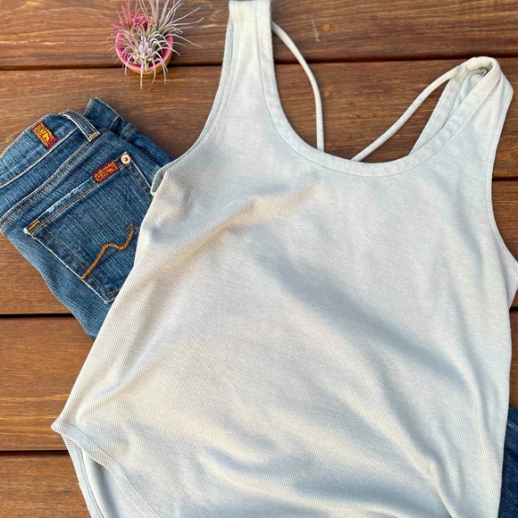 Chaser | Tops | Chaser Vintage Rib Strappy Scoop Shirt Tail Tank M ...
